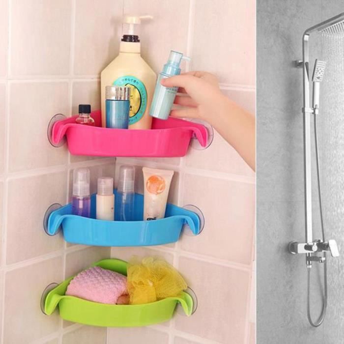 1 PC Wall Mounted Plastic Corner Shelf No Trace No Drilling Shower ...