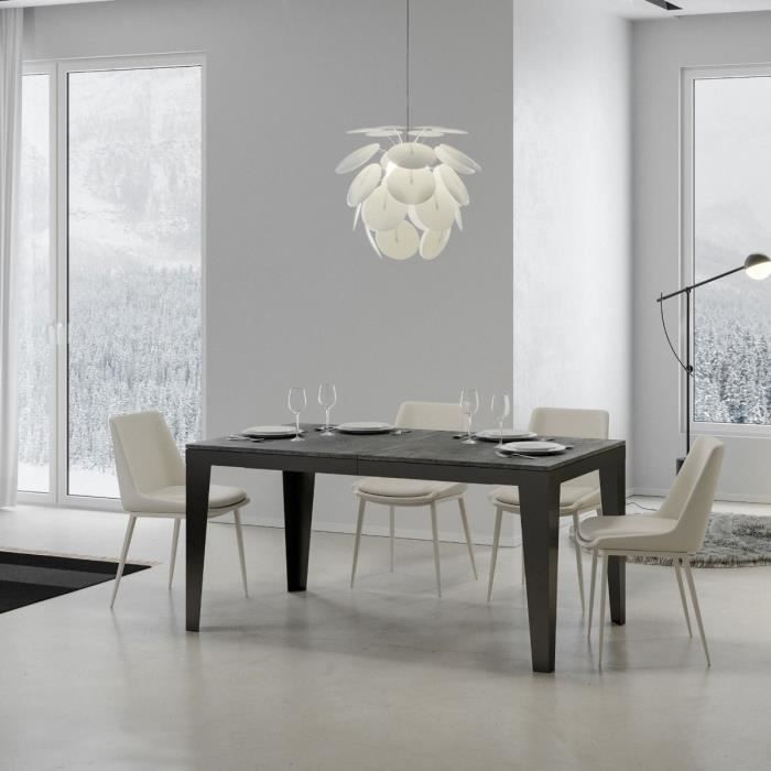 Table extensible - FLAME - Evolution 180 - Couleur ciment - Métal - Contemporain - Cdiscount Maison