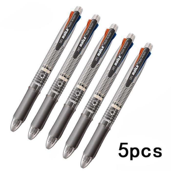 Lot de 5 stylos à bille multicolores 5 en 1 0 7mm 4 couleurs recharge ...