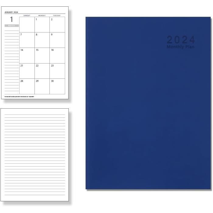 Bloc-Notes De Calendrier Mensuel 2024, Calendrier Académique Mensuel De ...