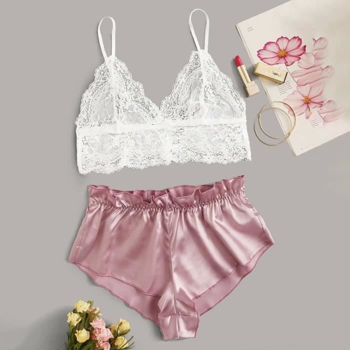 Ensemble De Brassiere Et Shorty Pour Femme Nouvelle Sexy En Dentelle En