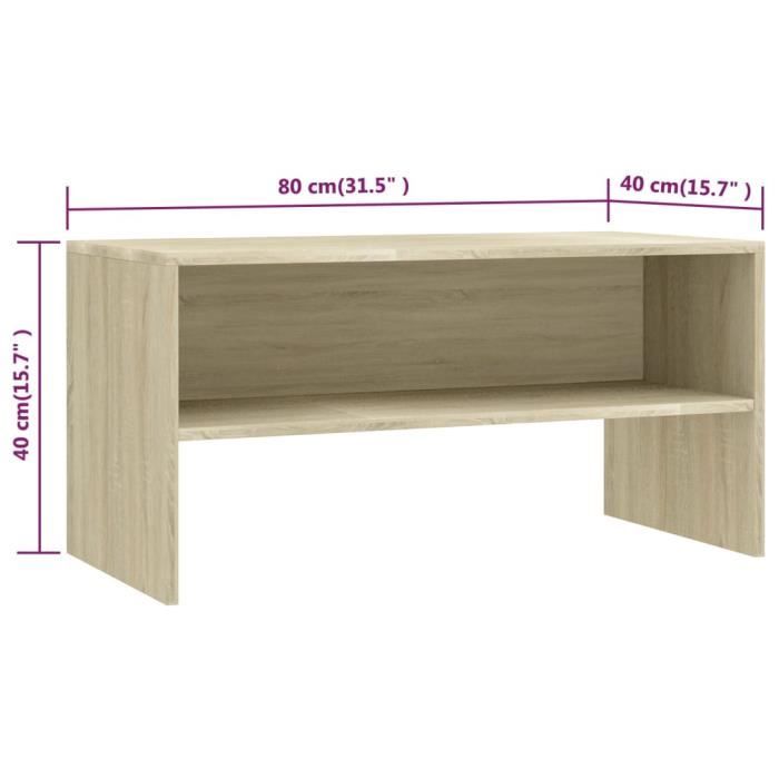 Meuble TV - QQMORA - L1986 - Chêne sonoma - Aggloméré - 80 x 40 x 40 cm ...