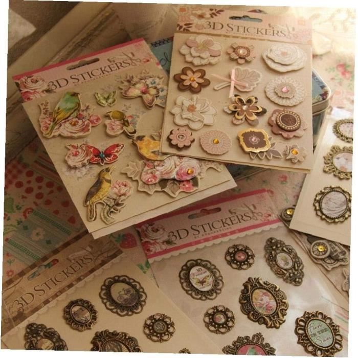 Motif Vintage Deocrative 3d autocollants à Diy cadeau Album photo[S611 ...