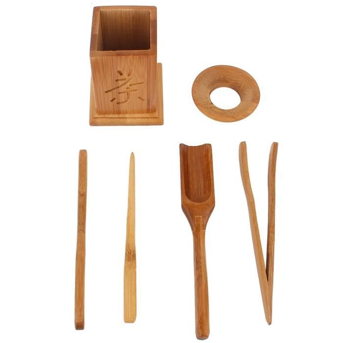TMISHION Service à thé en bambou 6 Pcs Tea Tool Set, Natural Bamboo Tea ...