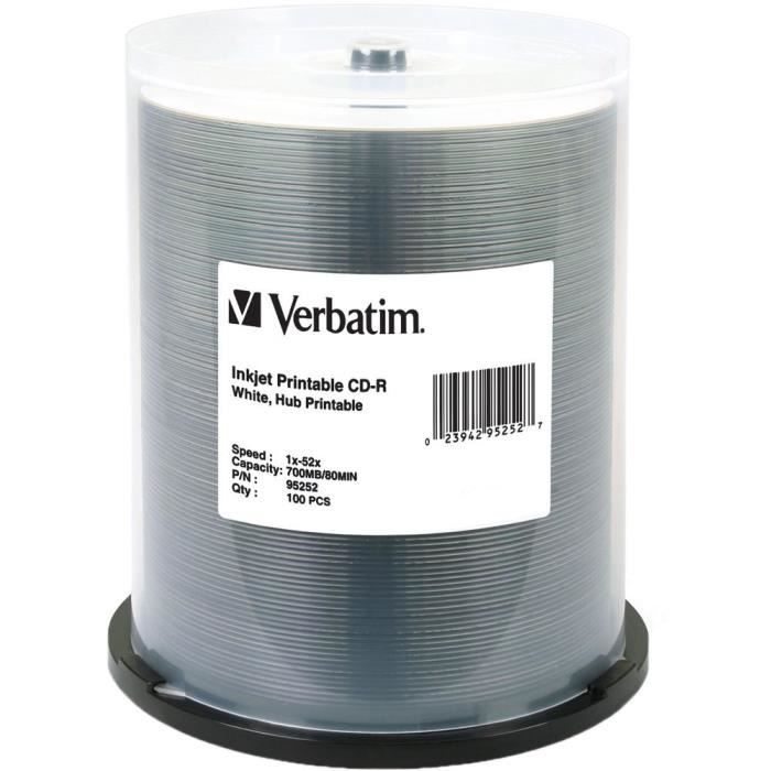 100 CD-R VERBATIM PRINTABLE - Cdiscount Informatique
