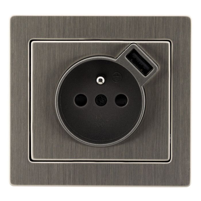 Prise 2P+T + USB encastrable Inox Art'Flat - Zenitech - Cdiscount Bricolage