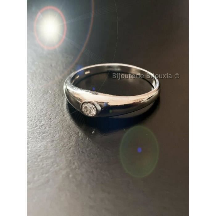 Bague jonc en Argent Massif 925-1000 avec Cristal Zirconium - Bijoux ...