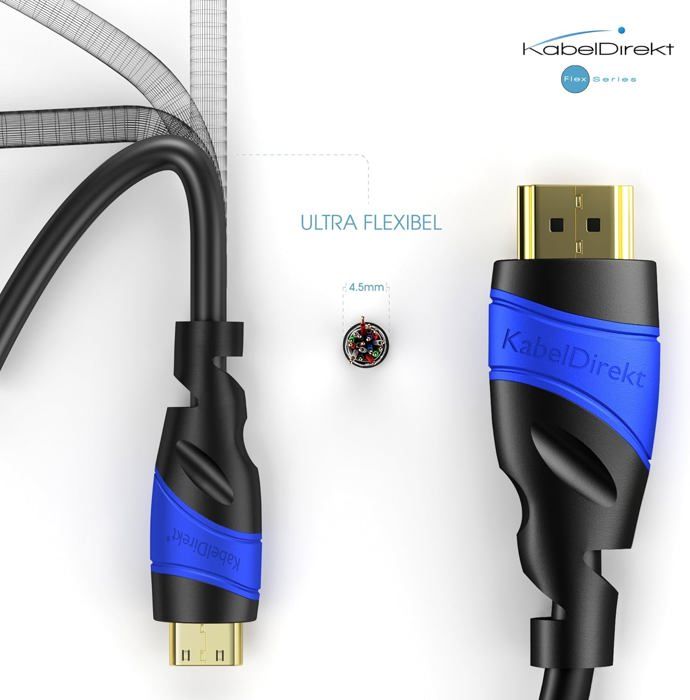 Cble Mini HDMI avec design incassable 1m HDMI vers Mini HDMI ...