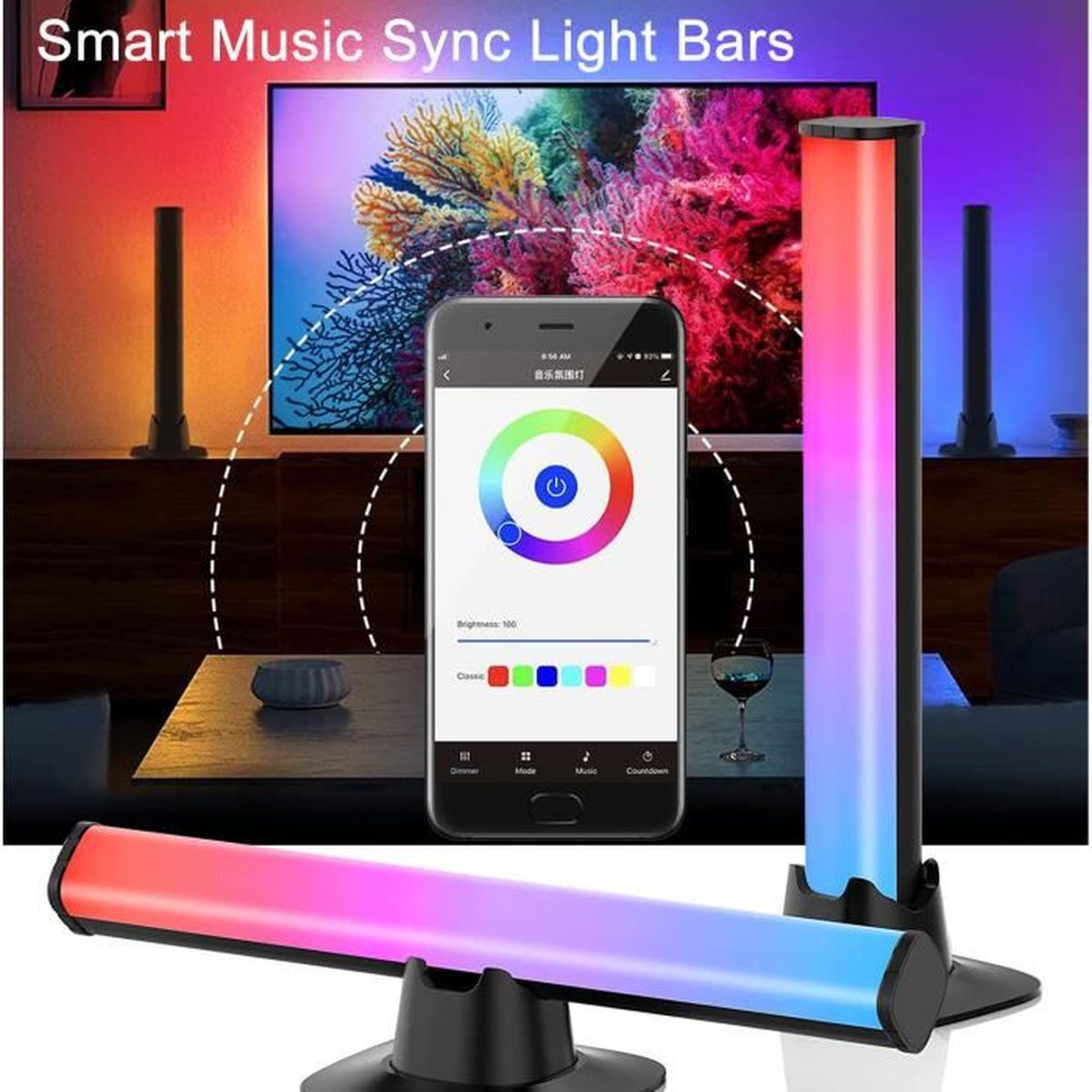 Smart LED Lampe, Lumière D'ambiance, RGB Smart Barre Rétroéclairage TV ...