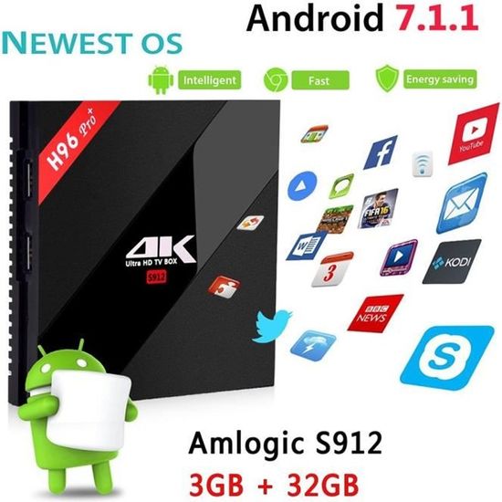 H96 Pro Plus box multimedia - - android 7.1 TV Box 3g ram + 32g rom ...
