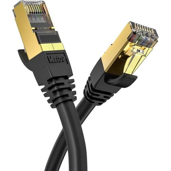Câble Ethernet Cat 8 - VEETOP - 8m - SFTP - Vitesse 40 Gbps - Fréquence ...