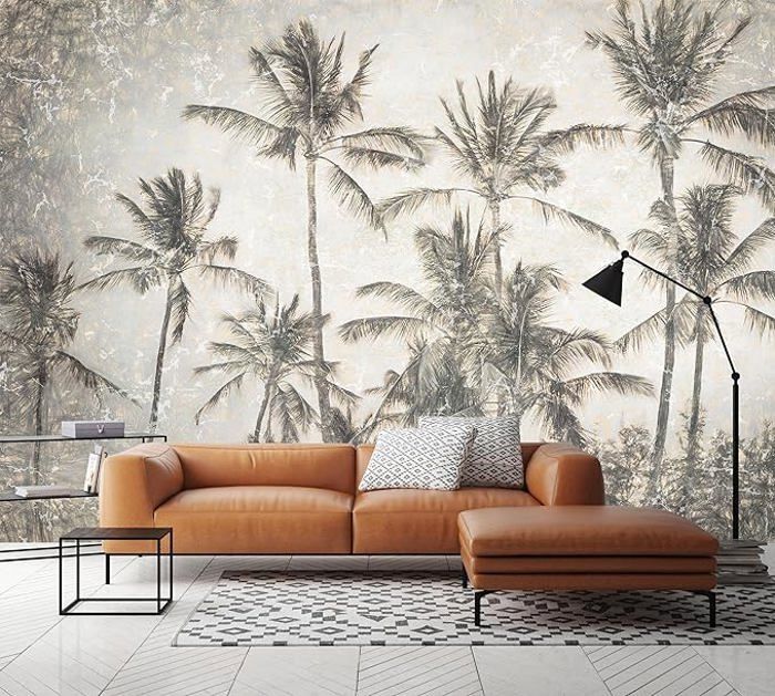 Art Murals Papier Peint 400x280cm palmiers vintage, feuilles de plantes ...