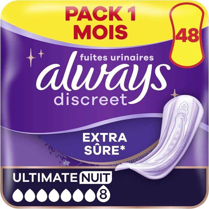Extra Sûre, 48 Serviettes Hygiéniques Incontinence Femme, Ultimate Nuit ...