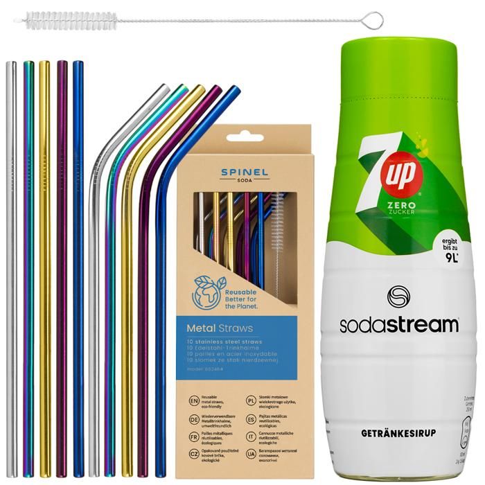 Sirop pour soda - Sodastream - 7UP Zero - Sans sucre avec 10 pailles ...