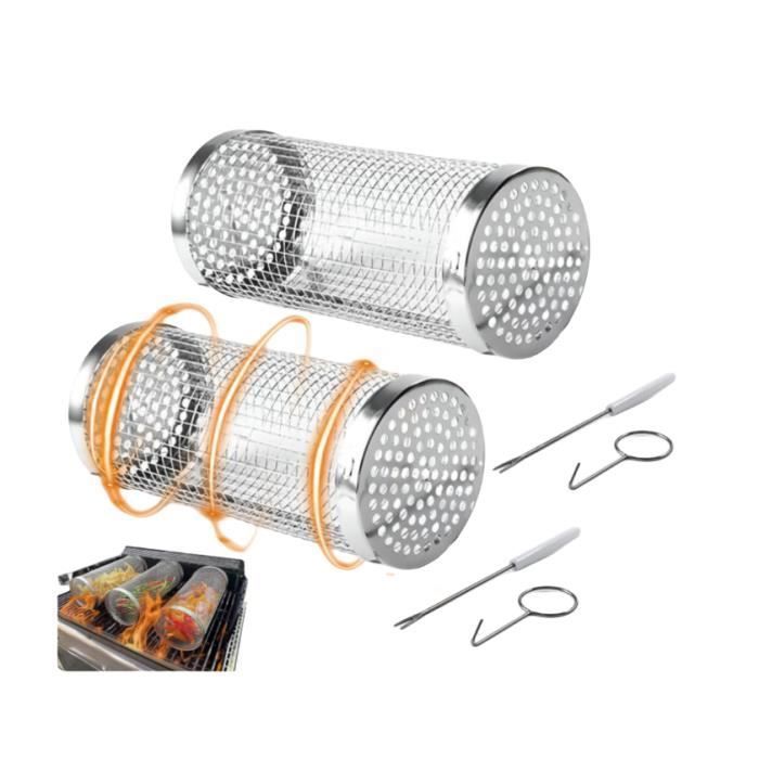 Panier Grillag Grille Barbecue Roulant 360 Panier Gril Cylindrique ...