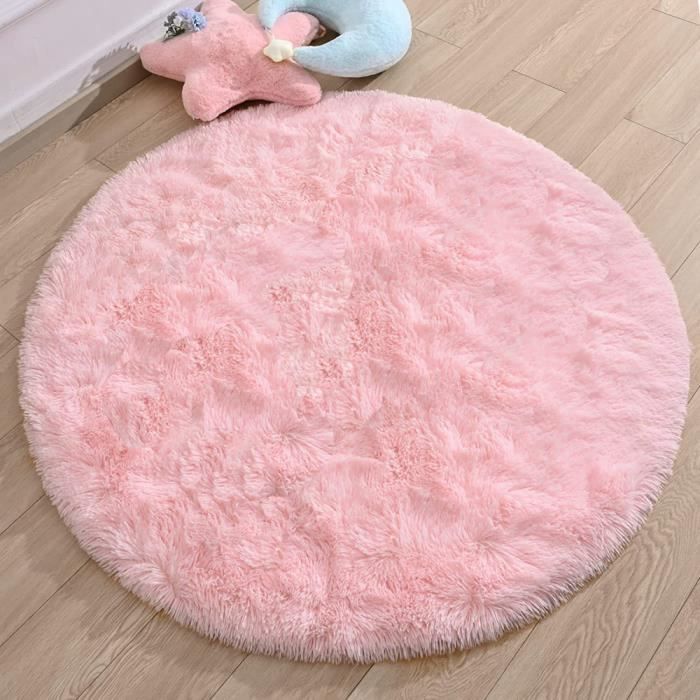 Tapis Salon Shaggy Rose Tapis Rond 140cm - Cdiscount Maison