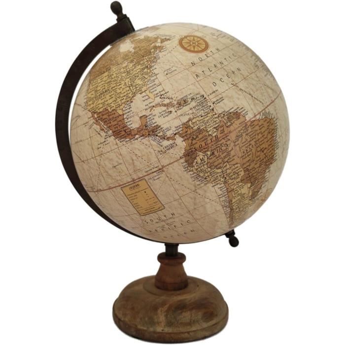 Geographic Atlantic Wold Map Globes Rotatifs 20,3 Cm Beige Globe ...
