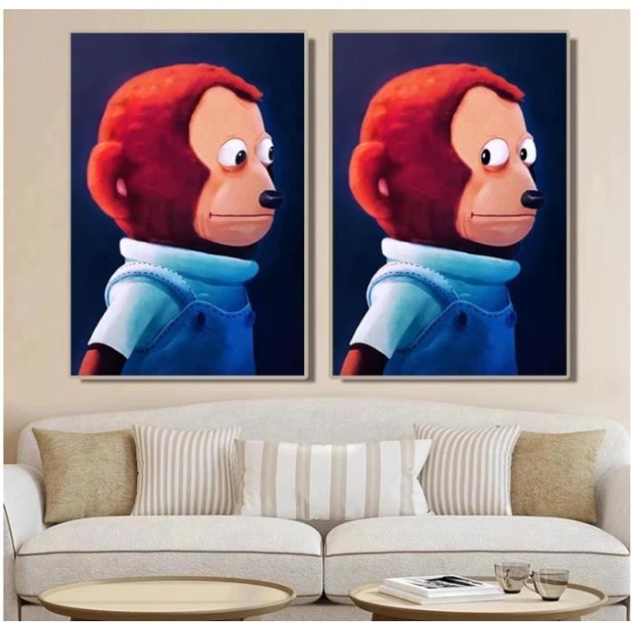 Affiche marionnette de singe, dessin animé humoristique,peinture murale ...