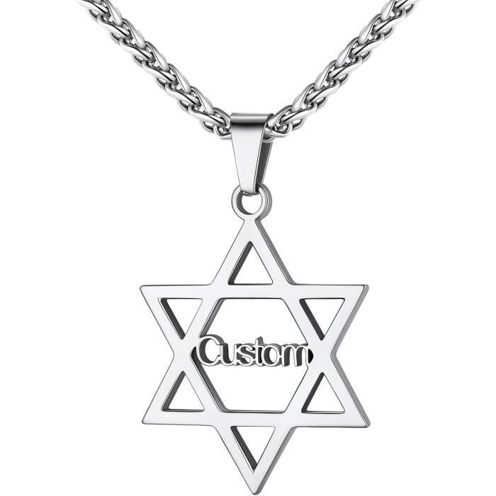 Collier Homme Étoile De David En Acier Inoxydable-Plaqué Or Pendentif ...