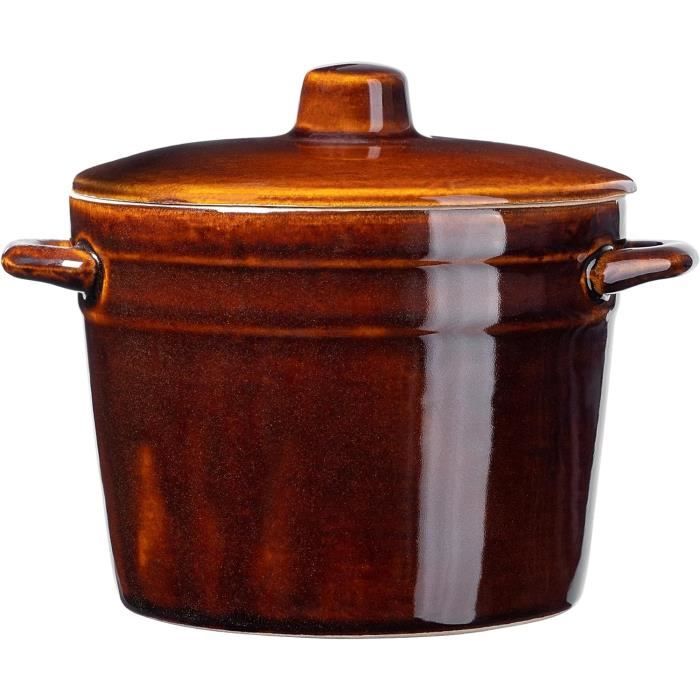 Casserole en céramique avec poignées latérales et couvercle - Passe au lave-vaisselle - Pot à ...