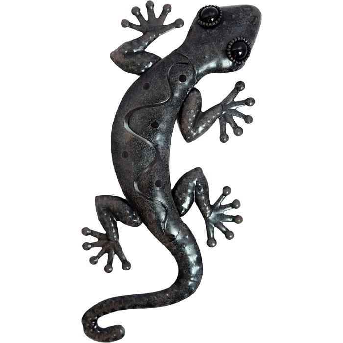 Gecko Mural métal : Modèle Gris Batik, H 31 cm [845] - Cdiscount Maison