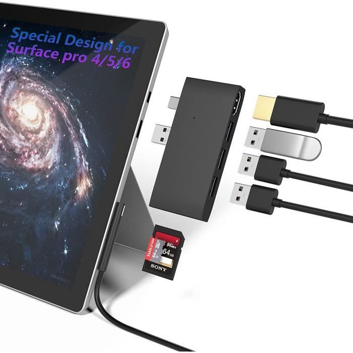Surface Pro 4-Pro 5-Pro 6 Station d'accueil Hub USB Adaptateur Hub USB ...