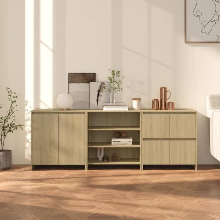 (NOUVEAU)Buffet bahut - Design Moderne - Buffets 3 pcs Chêne sonoma ...