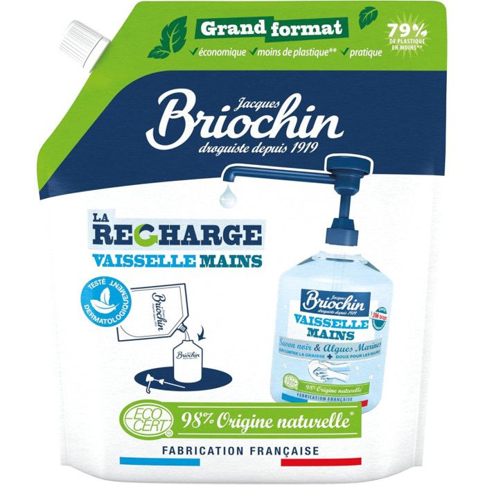 Recharge de liquide vaisselle et mains - Savon noir - Briochin - 900ml - Cdiscount Au quotidien