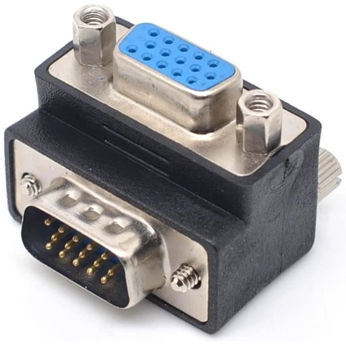 Adaptateur Db15 Vga Femelle Vers Vga Mâle À Angle 90 Degrés[b3884] - Cdiscount Informatique
