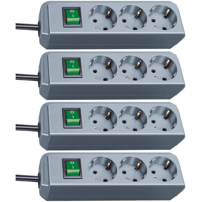 Eco-Line Lot De 4 Multiprises À 3 Prises Avec Sécurité Enfant ... Eco-Line Lot De 4 Multiprises À 3 Prises Avec Sécurité Enfant ...