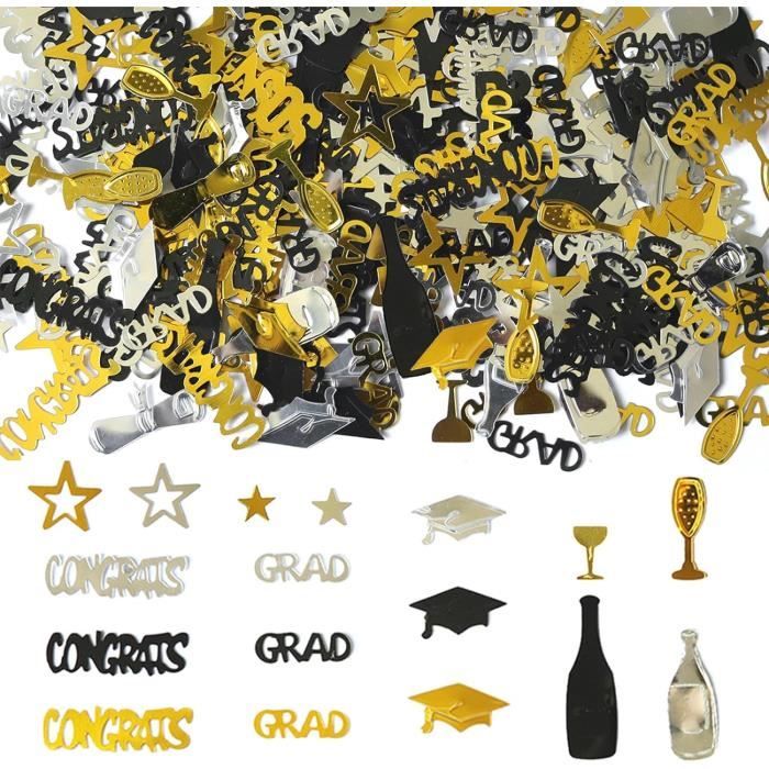 Graduation - Lot De 500 Confettis Décoratifs Noirs Et Dorés ...