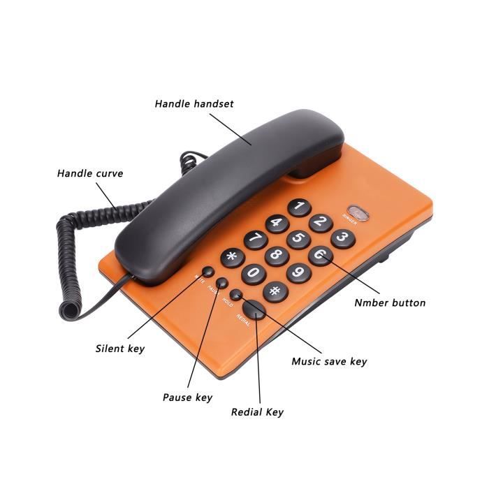 MOO Ligne Fixe Filaire Kx‑T504 Téléphone Filaire Multifonctionnel Sans Batterie À Domicile Avec ...