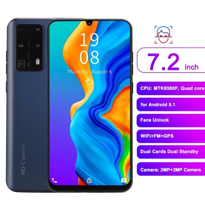 HURRISE Smartphone P40 Pro 7.2', Reconnaissance Faciale, 1GB+16GB, Double SIM Double Veille ...