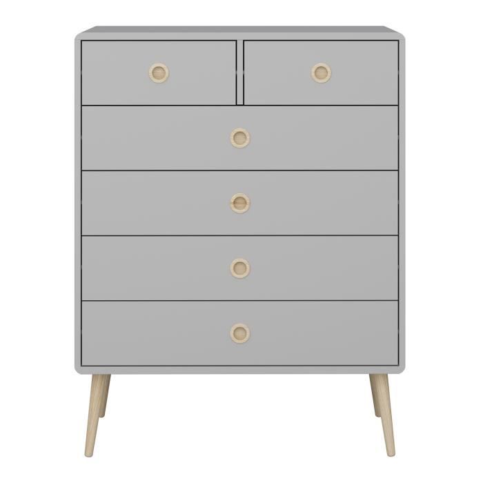 Commode rectangulaire en MDF coloris gris et chêne naturel- Longueur 81 ...