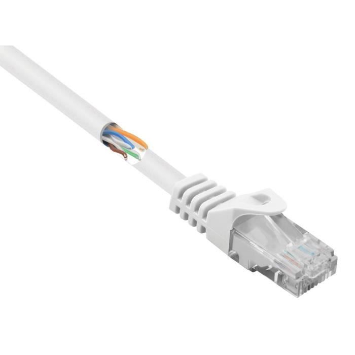 Renkforce RF-5043778 RJ45 Câble réseau, câble patch CAT 5e U-UTP 5.00 m blanc avec cliquet ...