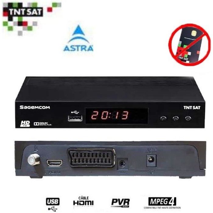 SAGEM DS81HD DÉCODEUR SATELLITE TNTSAT HD (ASTRA 19.2°) (VENDU SANS ...