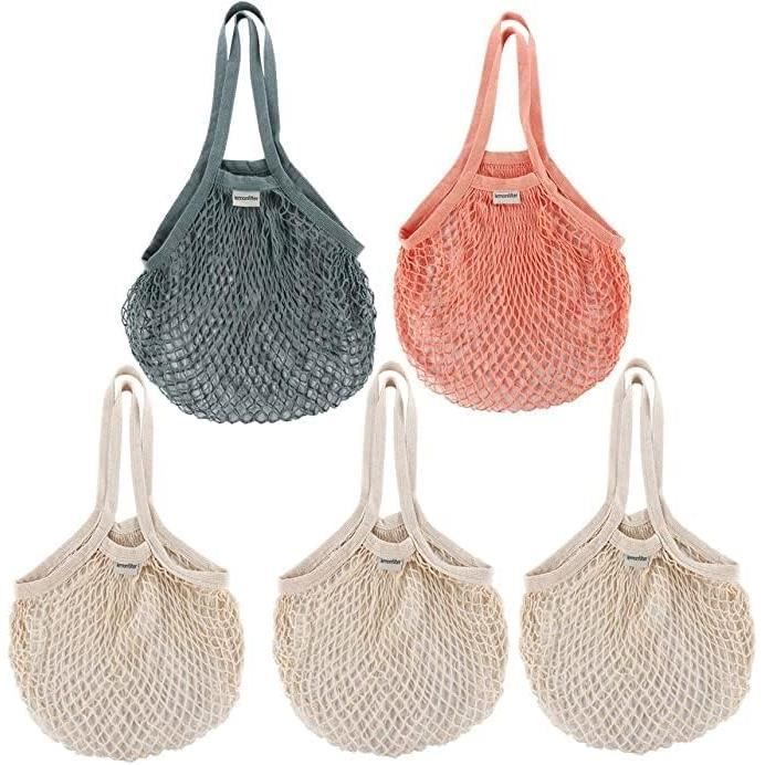 Ilauke Sacs de Courses en Maille, 5 Pièce Filet a Courses Sac Coton ...