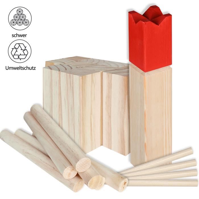 Kubb Jeu de lancer Jeu en bois Outdoor Rasenschach Jeu de lancer Echecs ...