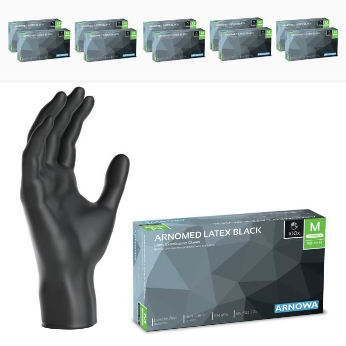 Gants Jetables En Latex À Usage Unique M, 1000 Pièces, Noir, Non ...