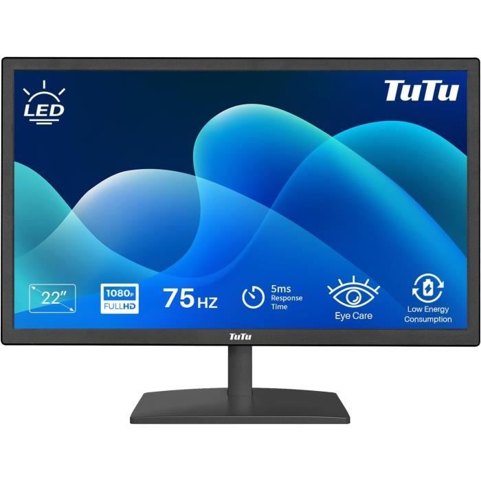 Écran Pc 22 Pouces, Led Moniteur 75Hz Vga Et Hdmi, Fhd (1920 X 1080 ...