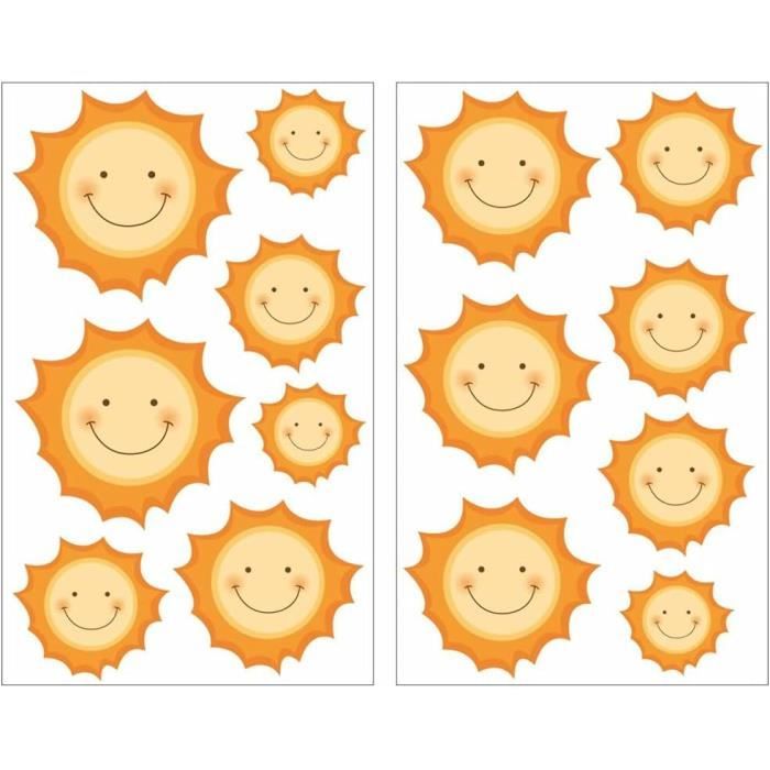 ® Lot De 14 Stickers Muraux En Forme De Soleil Mignons Pour Chambre D ...