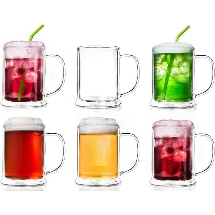Set De 6 Verres À Bière À Double Paroi-Chope À Bière, 500Ml[m3934 ...