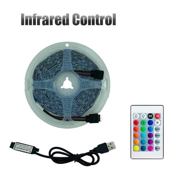 BANDE LED,Infrared Control-1m--Bande lumineuse Led RGB, USB, SMD 2835, 1-2-3-4-5M, Flexible ...