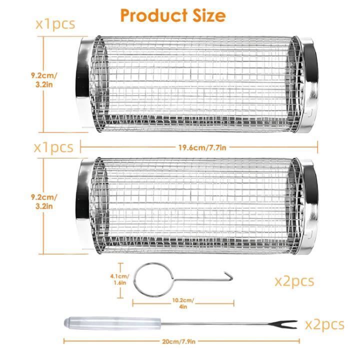 Panier Grillag Grille Barbecue Roulant 360 Panier Gril Cylindrique ...