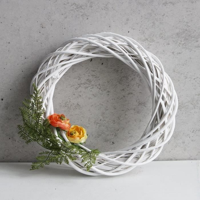 Couronnes décoratives Weiden Couronne Couronne en osier blanc 35 x 8 cm ...