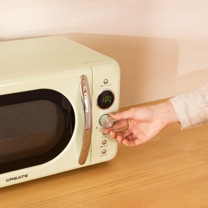 Micro-ondes rétro - Create - 20L - Gril 900W - Écran LCD - Facile à ...