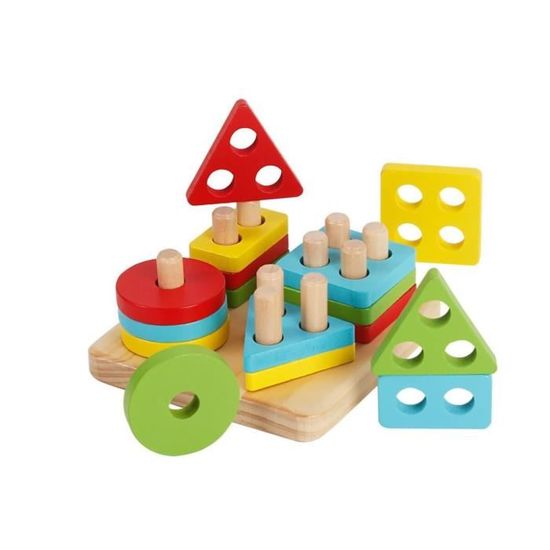 Jeu de Tri Couleurs Et Formes Puzzle en Bois - Formes Trier et Empiler ...