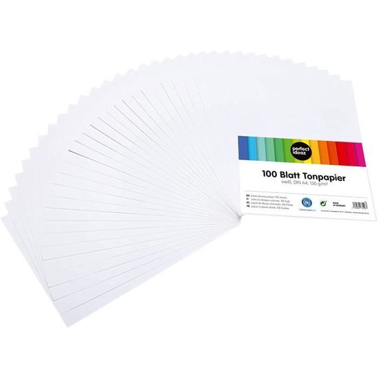 100 feuilles de Cartonette A4, Papier à dessin blanc, teinté dans la ...