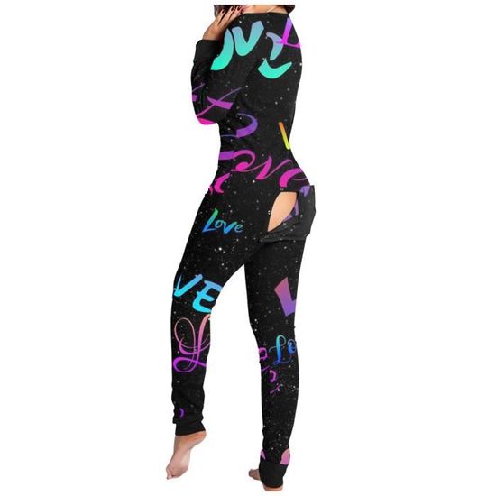 Femmes Imprimer À Manches Longues Bouton Flap Vêtements De Nuit ...