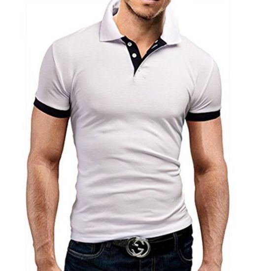 Polo Homme Manche Courte Casual Slim Fit Vetement XH341 blanc Blanc ...